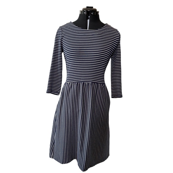 Boden | Dresses | Boden Navy Blue White Striped Jersey Dress 34 Sleeve ...